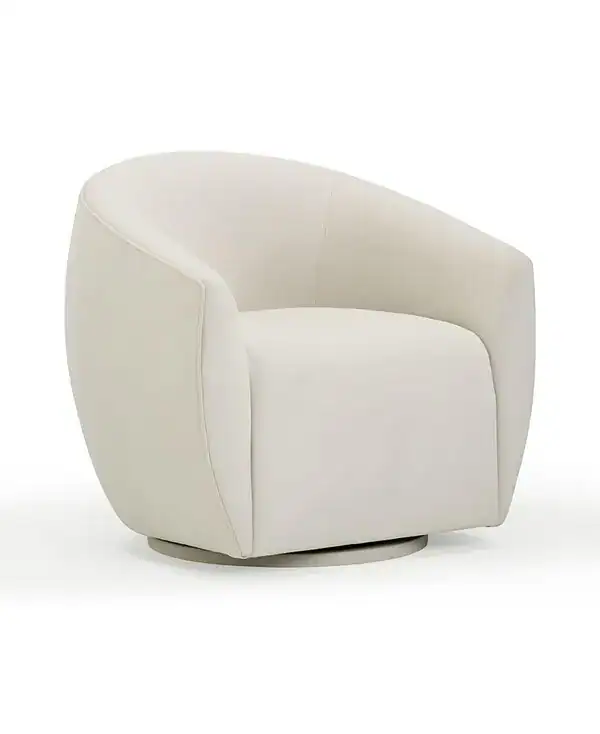 Tov Furniture Jordan Velvet Swivel Chair In Cream 25% Off