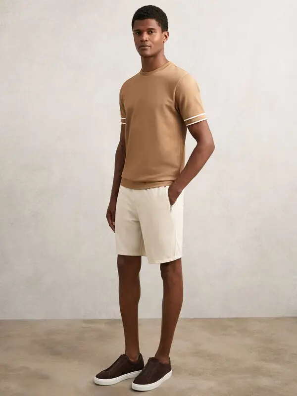 REISS Barber Textured Drawstring Shorts - Stone