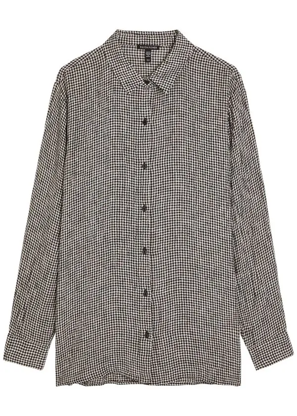 Eileen Fisher Checked Linen Shirt - Black And White