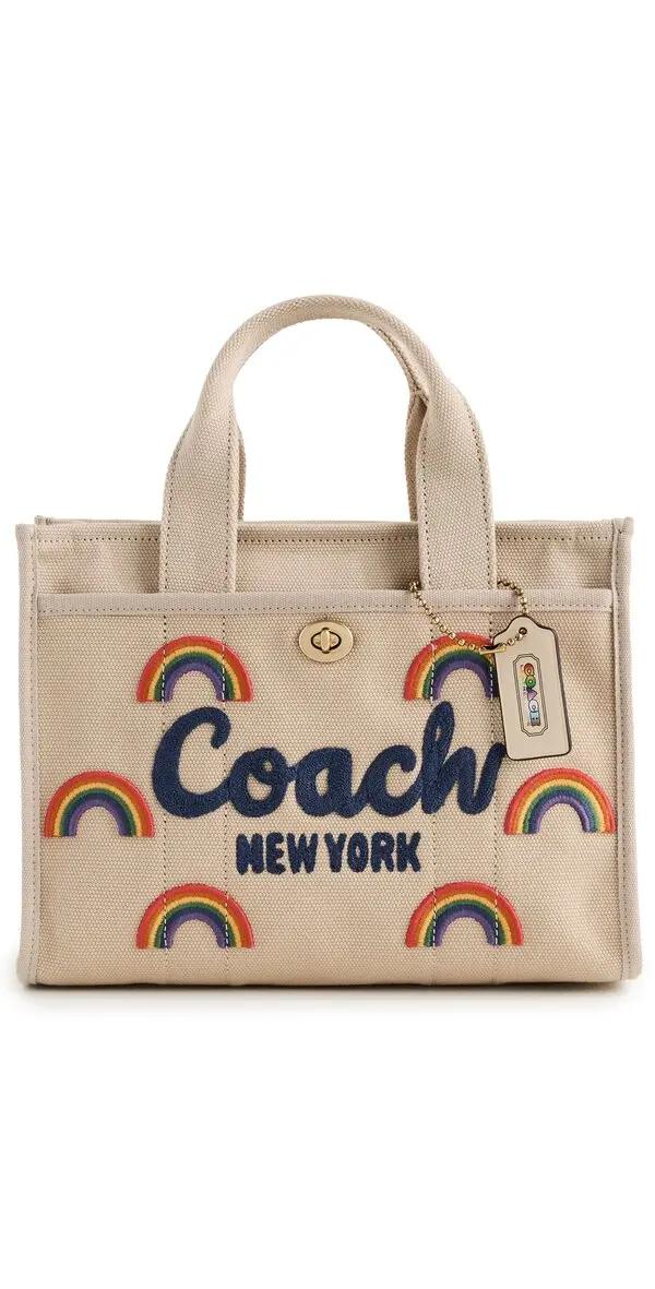 Coach Embroidered Canvas Cargo Tote 26 - B4/dark Natural