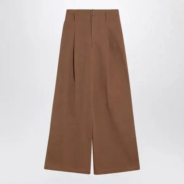 Chloé Cotton Palazzo Trousers In Brown - 24% Off | Editorialist