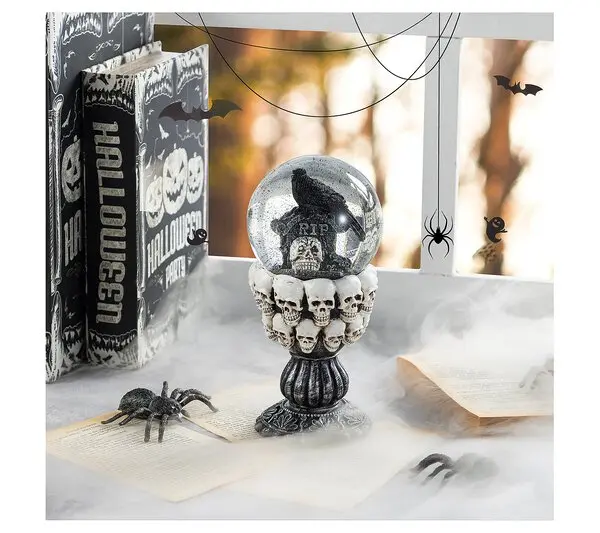 GLITZHOME 7h Halloween Resin Stacked Skull Wa Terglobe