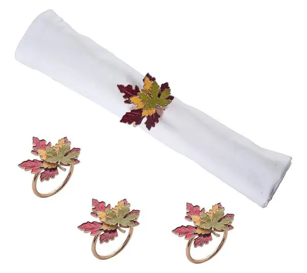 VALERIE PARR HILL Maple Leaves Napkin Ring Set Of 4 Valerie
