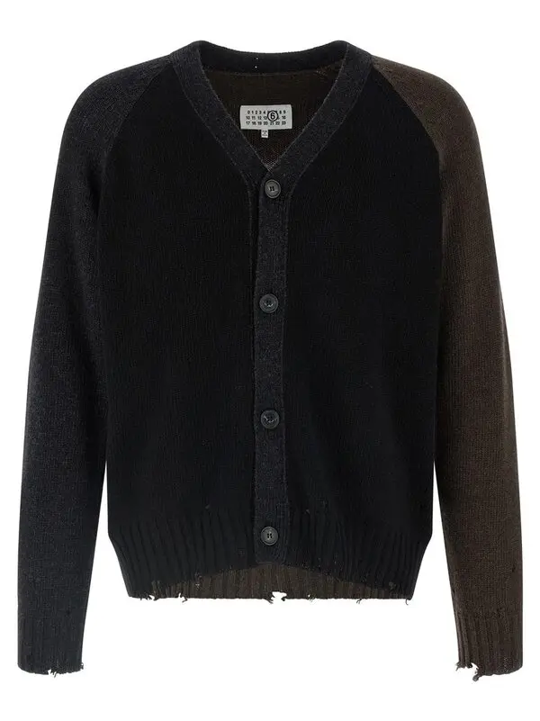 MAISON MARGIELA Two-tone Suede Patch Cardigan