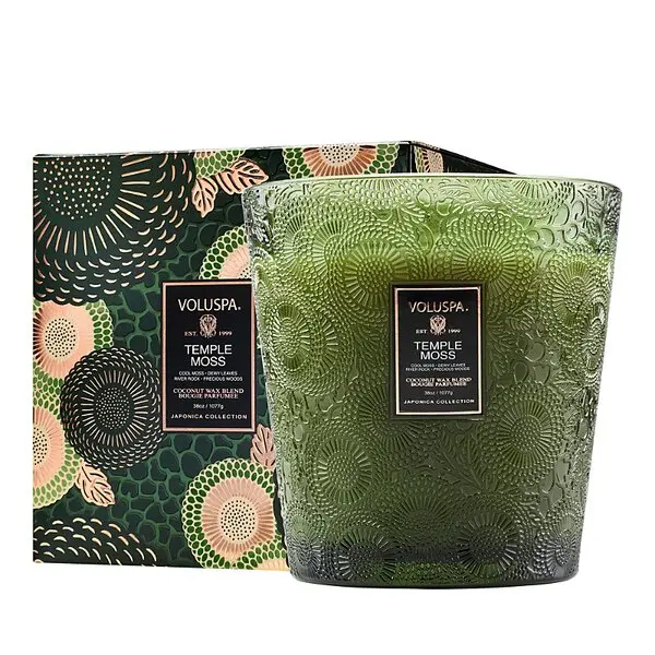 Voluspa Temple Moss 3 Wick Hearth Candle, 38 Oz