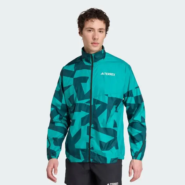 Adidas Terrex Multi Printed Wind Jacket - Pure Teal / Aurora Ivy