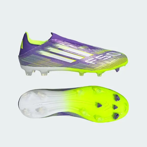 Adidas F50 League Laceless Firm/multi-ground Cleats - Purple Rush / Cloud White / Lucid Lemon