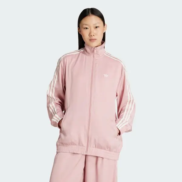 Adidas Originals Satin Ruffle 3-stripes Firebird Track Jacket - Wonder Mauve