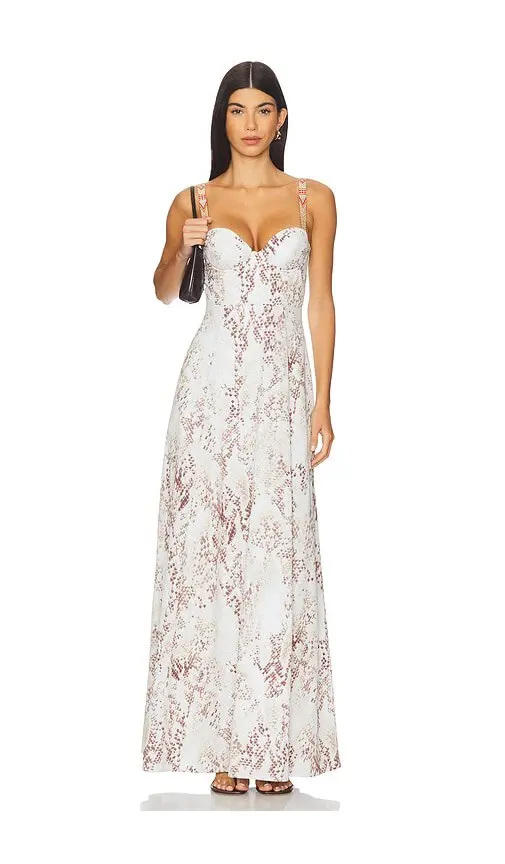 L'Agence Sutton Maxi Dress - Light Sage Multi Desert Snake