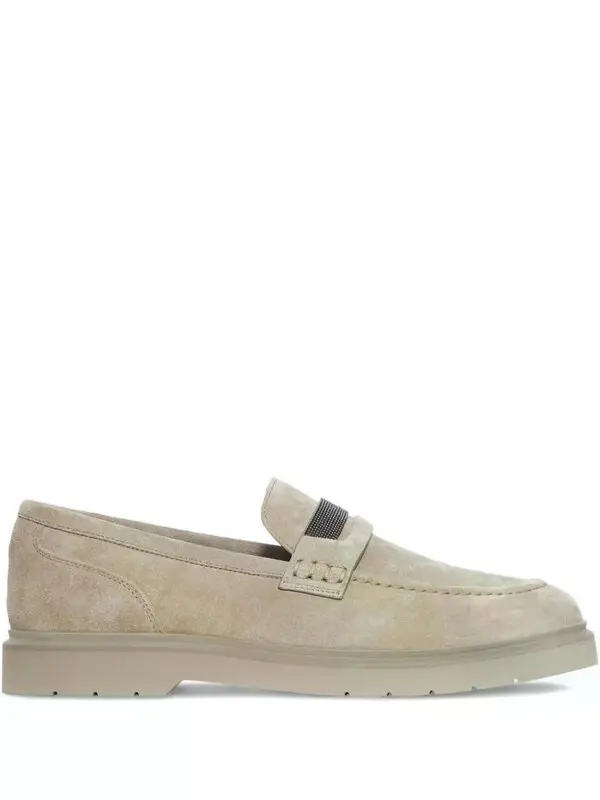 Brunello Cucinelli Suede Loafers With Monili Detail