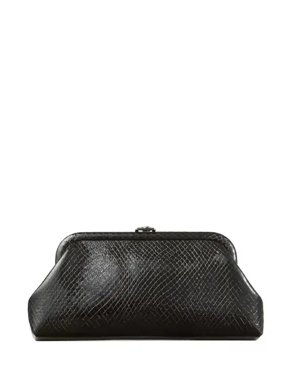 JIMMY CHOO Skylar Snake-printed Leather Clutch - Black