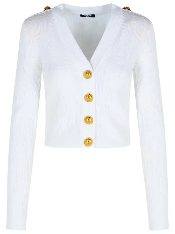 Balmain Viscose Blend Cardigan - White