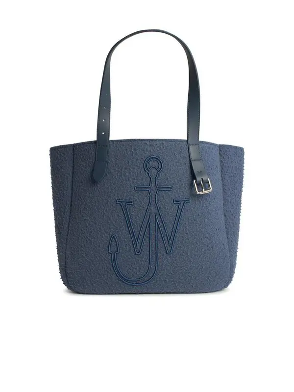 JW Anderson Belt Tote Boiled Wool Shoulder Bag - Blue