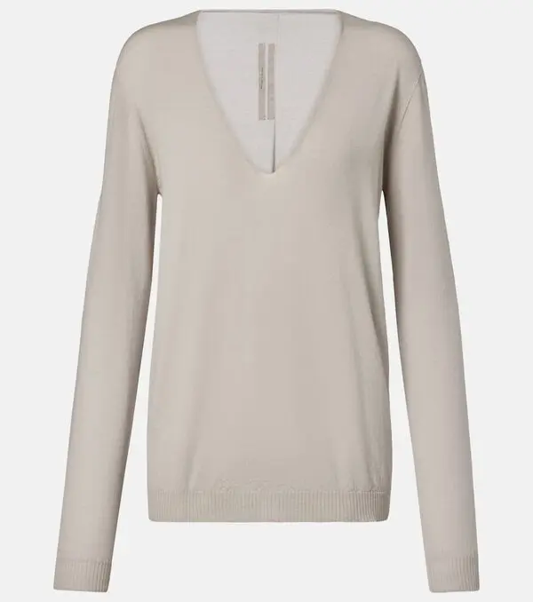 Rick Owens Virgin Wool V-neck Sweater - Grey
