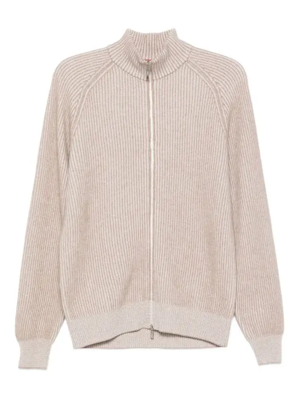 Brunello Cucinelli Cashmere Zipped Cardigan - Beige