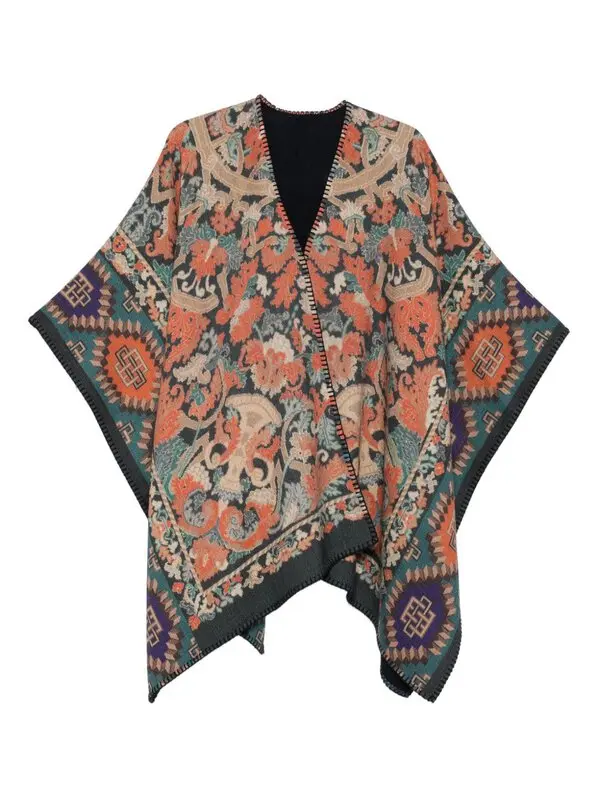 PIERRE-LOUIS MASCIA Wool Printed Poncho - Multicolour