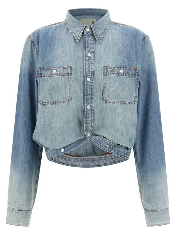 R13 Wrap Around Denim Shirt - Light Blue