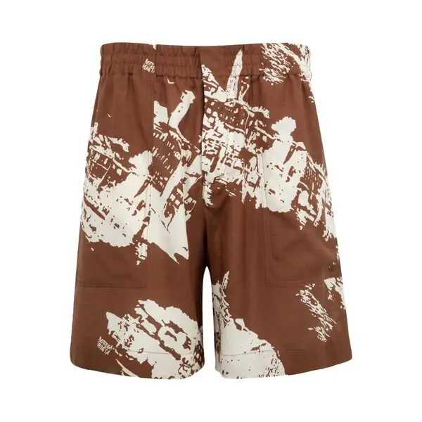 Bottega Veneta Silk Shantung Postcard Print Shorts
