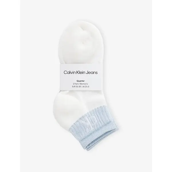 Calvin Klein Cotton-blend Ankle Socks Pack Of Two - Blue/white