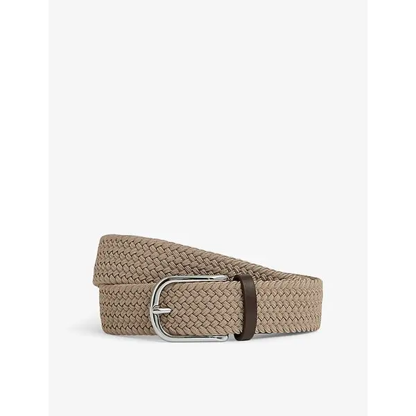 REISS Elmont Woven Belt - Stone