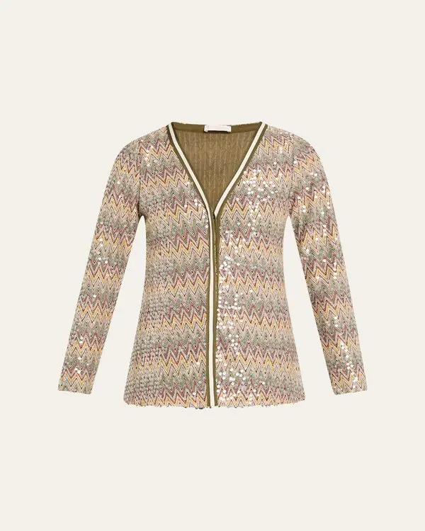 Ramy Brook Kiki Sequined Chevron Cardigan