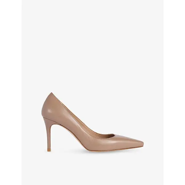 LK BENNETT Floret Leather Heeled Courts - Bro-mocha