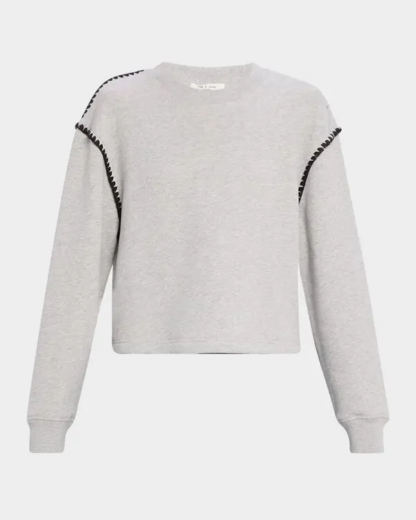 Rag & Bone Vintage Terry Blanket-stitch Pullover - Hthrg