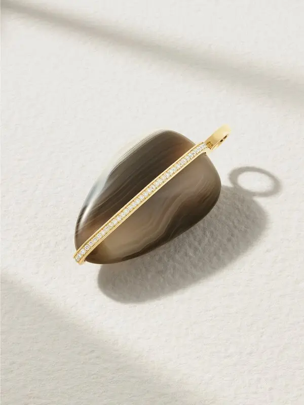BY PARIAH Pebble Agate And Diamond Pendant