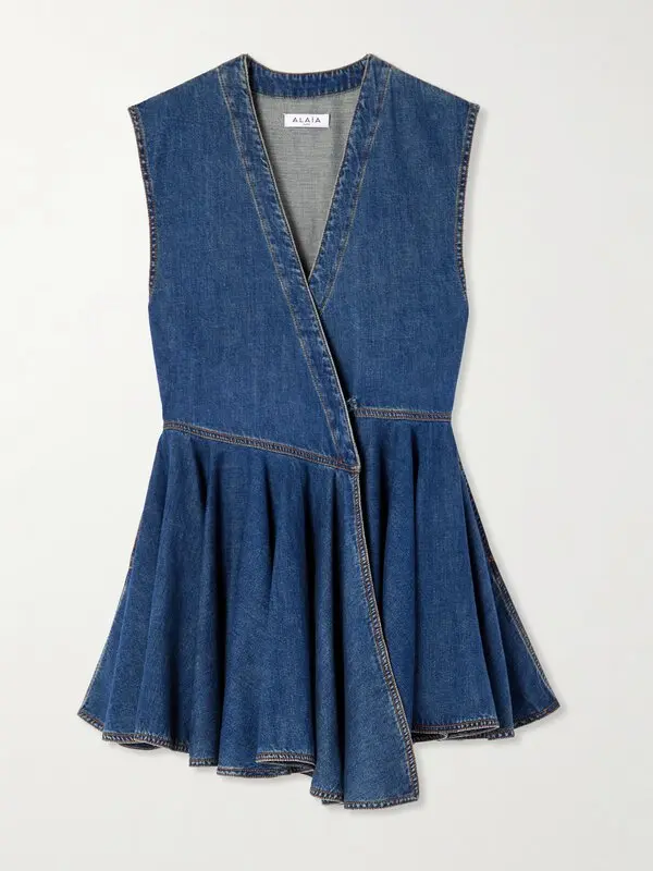 Alaïa Asymmetric Wrap-effect Mini Dress - Blue