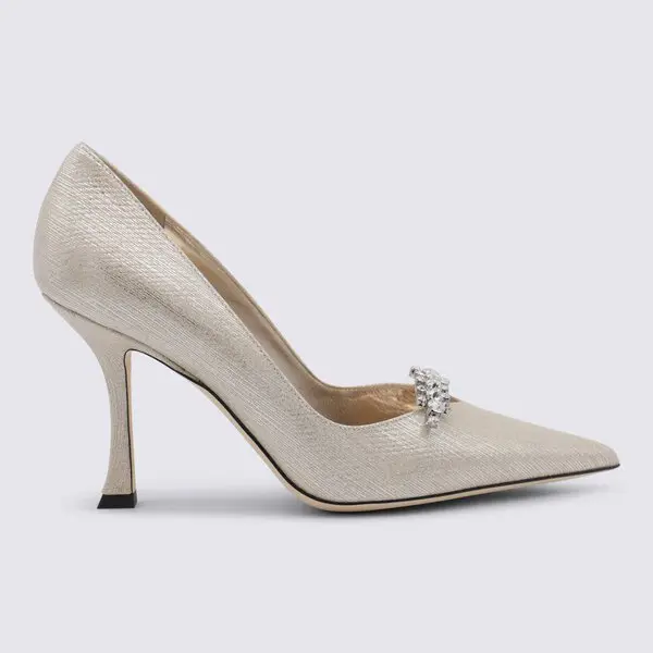 JIMMY CHOO Leather Pumps With Silver Embellishment