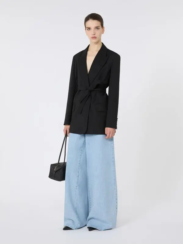 Max Mara Belted Woolen Cloth Blazer - Black