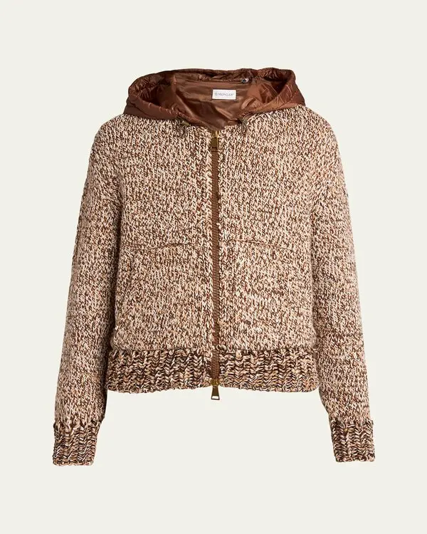 Moncler Marled Wool Hooded Combo Cardigan