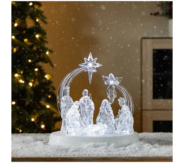 GLITZHOME Christmas Lighted Tabletop Nativity S Cene Figurine