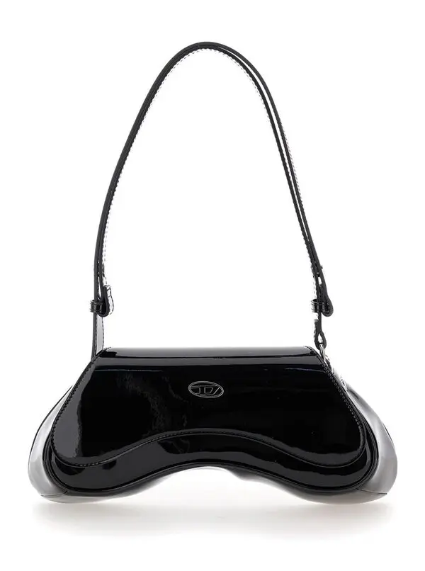 Diesel Shoulder Bag With Logo Plate - Black