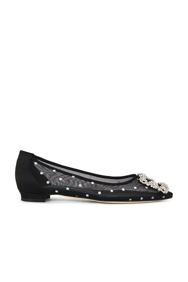 Manolo Blahnik Hangisi Flat - Yoth & Black