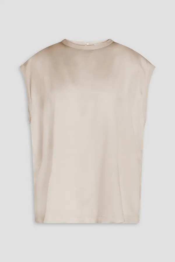 Brunello Cucinelli Bead-embellished Stretch-silk Satin Top