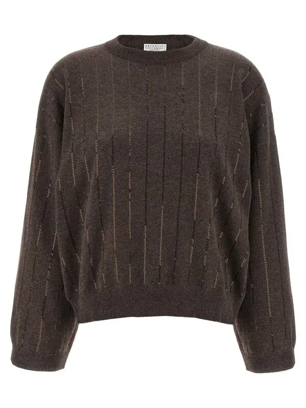 Brunello Cucinelli Sequin Cashmere Sweater - Brown