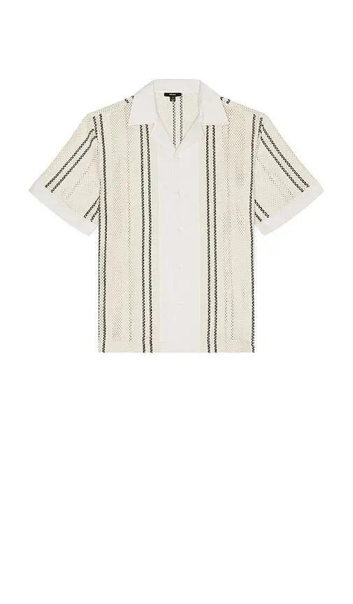 REISS Opal Stripe Short Sleeve Shirt In Cream