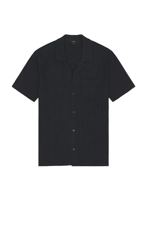 Vince Seersucker Cabana Shirt In Navy - Coastal