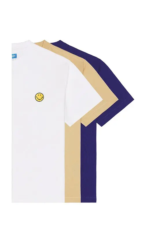 MARKET Smiley Badge Tee 3 Pack In White