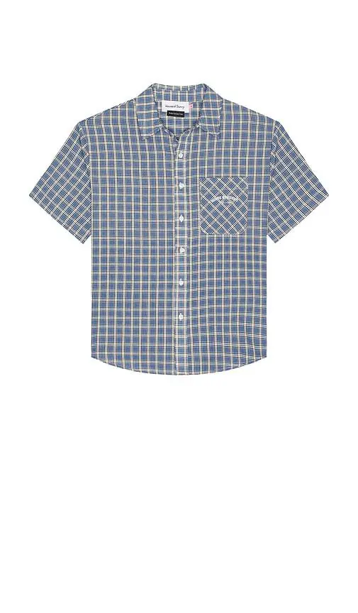 HOUSE OF SUNNY Grandad Check Button Down Shirt In Blue