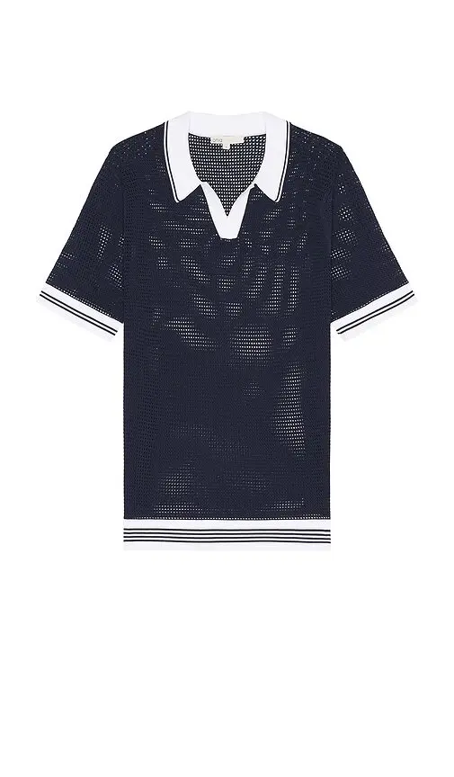 Onia Mesh Knit Polo In Navy