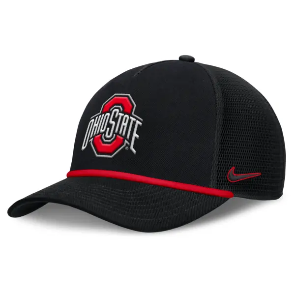 Nike Ohio State Primetime Rise College Trucker Adjustable Hat - Black