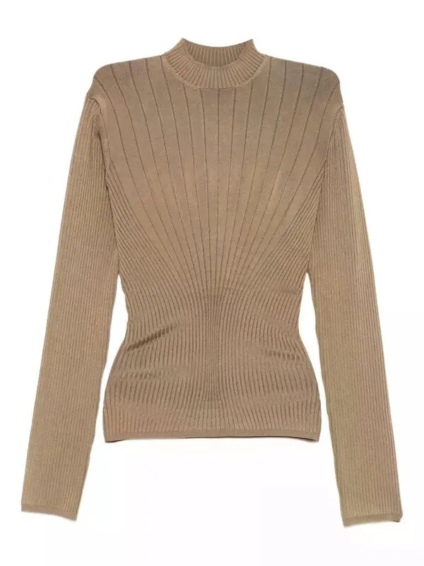 MUGLER Ribbed High-neck Jumper - Neutrals