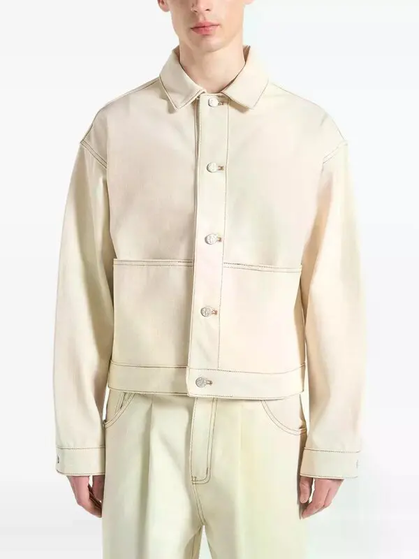 Manière De Voir Damien Back-pleat Denim Jacket - Neutrals