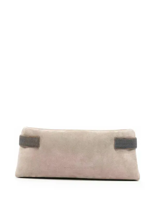 Brunello Cucinelli Monili-chain Suede Clutch - Grey