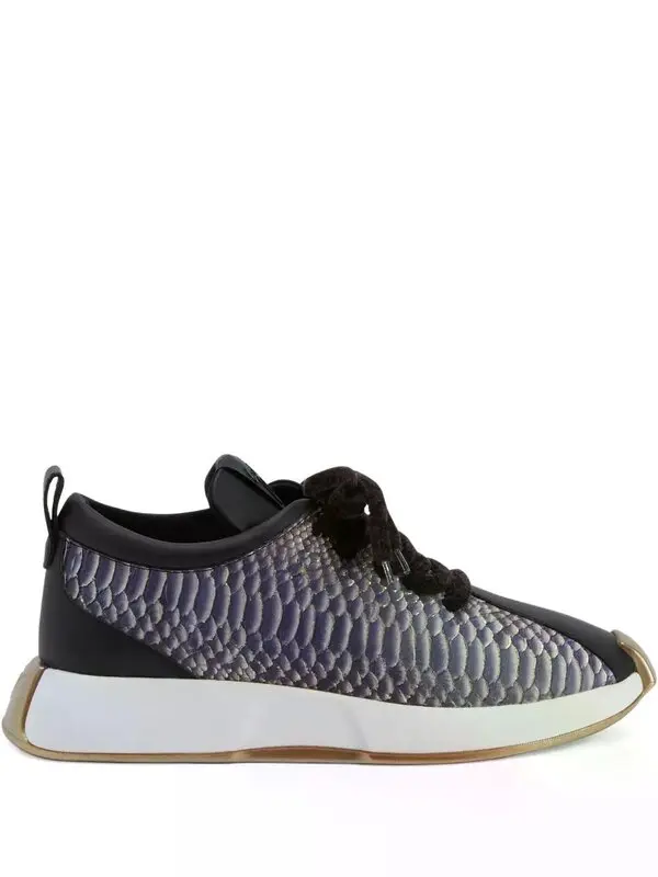 GIUSEPPE ZANOTTI Snakeskin-print Sneakers - Black