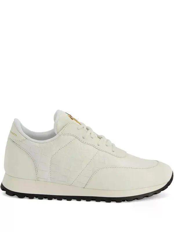 GIUSEPPE ZANOTTI Jimi Crocodile-effect Leather Sneakers - White