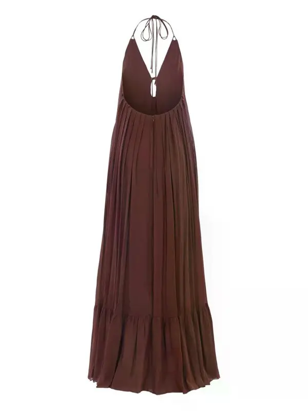 Pinko Halterneck Tiered Dress In Brown - 42% Off | Editorialist