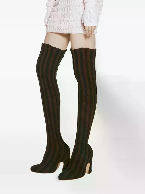 ISA BOULDER 127mm Striped Over-the-knee Boots